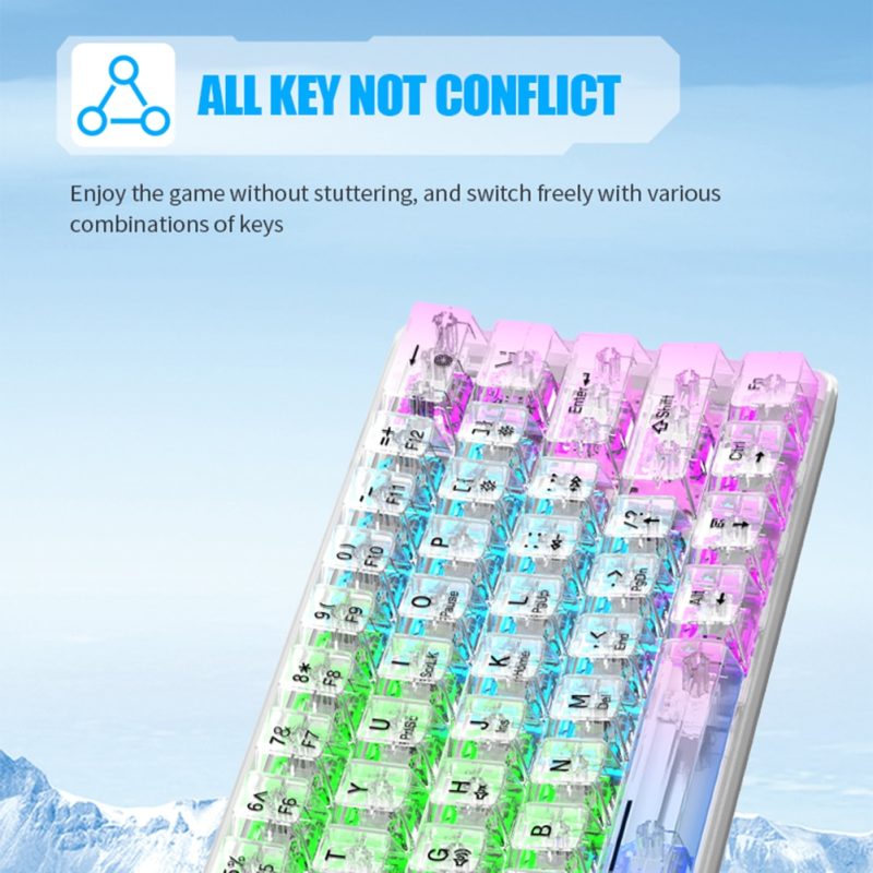 61Keys Gamer Keyboard Transparent Gaming Keyboard Backlit Keycap USB ...